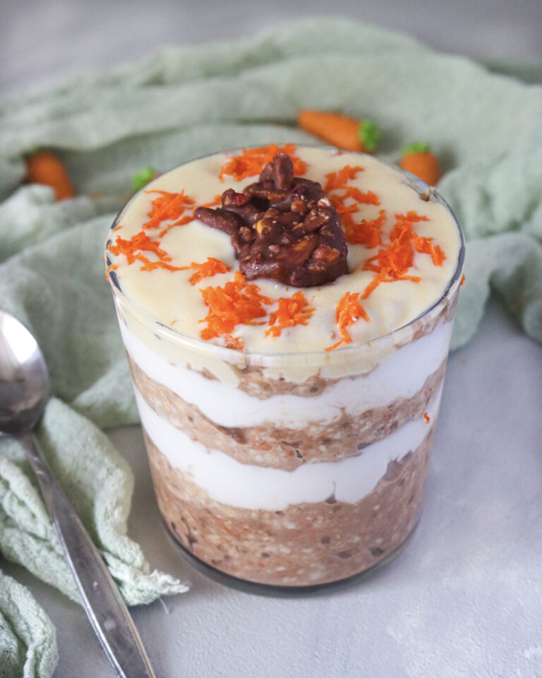 Carrot Cake Overnight Oats with Cream Cheese Yogurt Layer